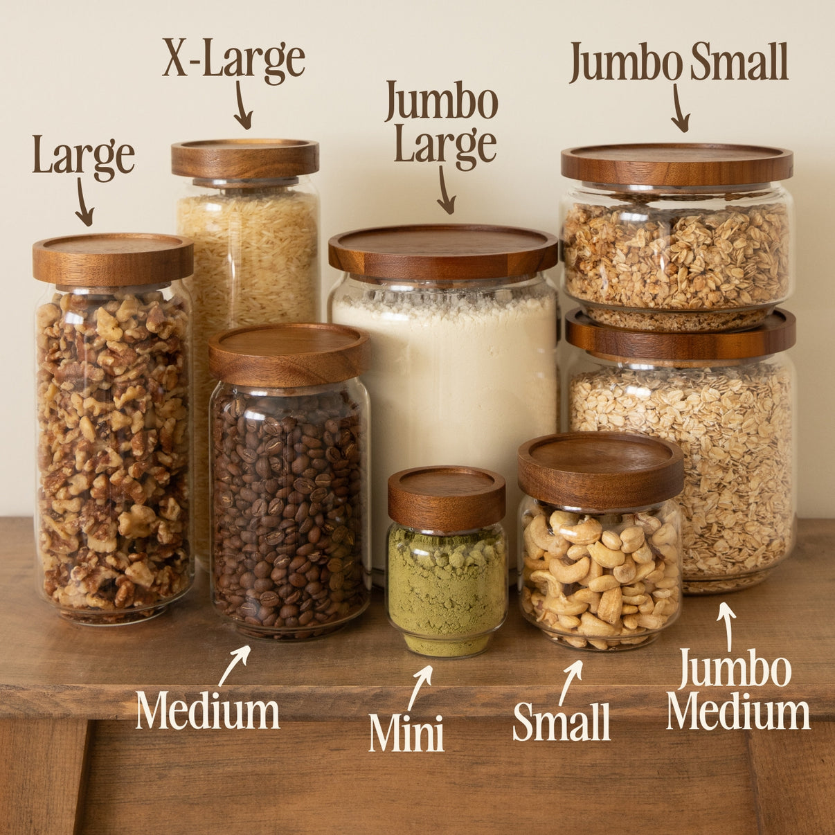 The Breakfast Pantry Key Three Jumbo Canister Set With Acacia Wood Lids